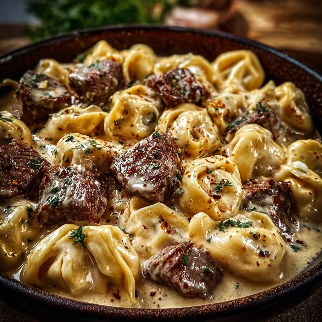 Cracked Garlic Steak Tortellini in Creamhouse Sauce Bliss